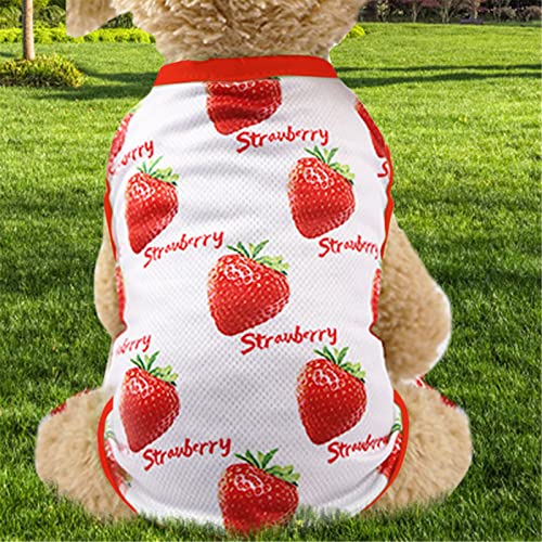 HonpraD Yorkie Clothes for Small Dogs Boy Dog Shirt Strawberry Print Puppy Cat T Shirts Tops Soft Dog Sleeveless Vest Outfits Summer Tee Shirts Pet Clothes