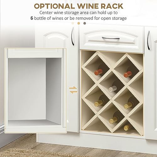 HOMCOM 73" Buffet with Hutch and Microwave Stand, Freestanding Kitchen Pantry Storage Cabinet, Bar Cabinet with 6-Bottle Wine Rack, White