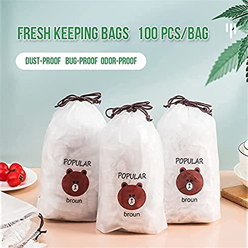 Fresh Keeping Bags, Fresh Keeping Bags 100pcs, Fresh Keeping Bags Food Covers, Reusable Fresh Keeping Bags With Elastic, Plastic Sealing Bags Food Cover For Food Storage (100 PCS)