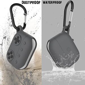 Anti-Lost Case Compatible with Airpods Pro 2,Waterproof,Wireless Charging, LED Visible,Carabiner Included. (Grey)