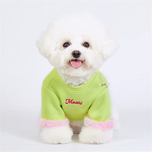 Small Dog Kawaii T-Shirt Hoodie with Heart Shape Plush Bag Soft Pet Puppy Clothes Breathable Cotton Cat Cute Casual Costume for Spring and Autumn (S,Green)