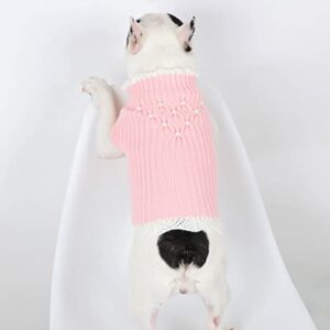 Neiwech Small Dogs Knitted Sweaters Medium Cats Soft Sweatshirts Pet Puppy Warm Winter Clothes Light Pink S 82w409