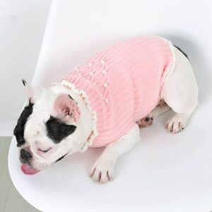 Neiwech Small Dogs Knitted Sweaters Medium Cats Soft Sweatshirts Pet Puppy Warm Winter Clothes Light Pink S 82w409