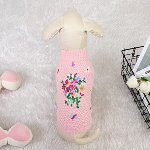 Neiwech Small Dogs Knitted Sweaters Medium Cats Soft Sweatshirts Pet Puppy Warm Winter Clothes Light Pink XL 82w589