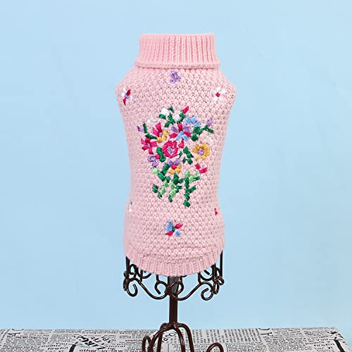 Neiwech Small Dogs Knitted Sweaters Medium Cats Soft Sweatshirts Pet Puppy Warm Winter Clothes Light Pink XL 82w589