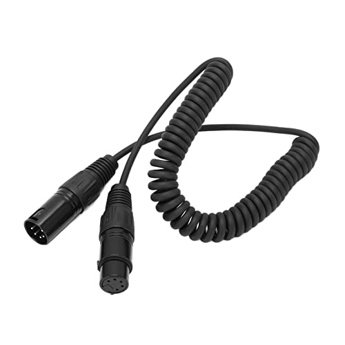 Vifemify Headset Extension Spring Cable Coiled Cord 5Pin XLR Connector for Airbus Aviation Headphone Extension Cable