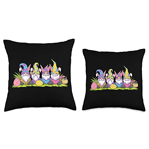 InGENIUS Easter Egg Hunting Tees Easter Gnomes Egg Hunting Bunny Ears Gnomies Spring Rabbit Throw Pillow, 16x16, Multicolor