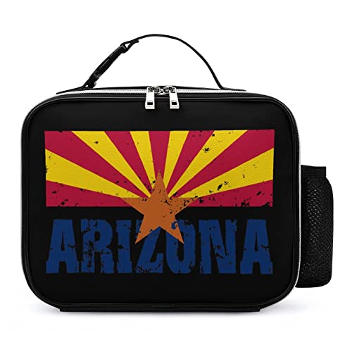 Arizona Flag Printed Lunch Box Insulated Leakproof Cooler Tote Bag Reusable for Travel Work Picnic