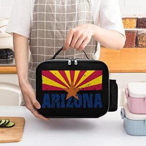 Arizona Flag Printed Lunch Box Insulated Leakproof Cooler Tote Bag Reusable for Travel Work Picnic