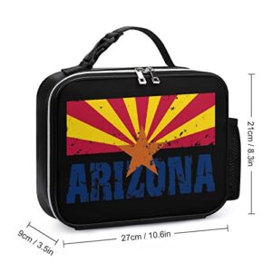 Arizona Flag Printed Lunch Box Insulated Leakproof Cooler Tote Bag Reusable for Travel Work Picnic