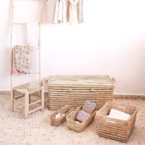 handmade wicker storage trunk large basket - palm leaf storage chest storage basket (80 cm)