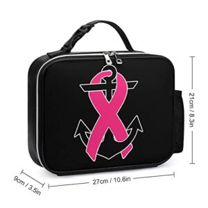 Breast Cancer Awareness Anchor Printed Lunch Box Insulated Leakproof Cooler Tote Bag Reusable for Travel Work Picnic