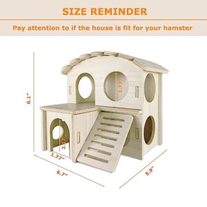 Sirvarni Hamster Hideout Cage Accessories - Hamster House and Habitat Wooden Hide Hut with Climbing Ladder and Platform for Dwarf Gerbils and Mouse Mice Rat Other Small Animals etc.