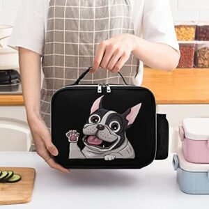 Funny French Bulldog Smile Printed Lunch Box Insulated Leakproof Cooler Tote Bag Reusable for Travel Work Picnic