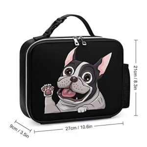 Funny French Bulldog Smile Printed Lunch Box Insulated Leakproof Cooler Tote Bag Reusable for Travel Work Picnic