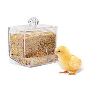 Fenteer Rutin Chicken Feeder Food Dispenser Clear Acrylic for Coop Cockatiel Feeding Supplies, Without Screws