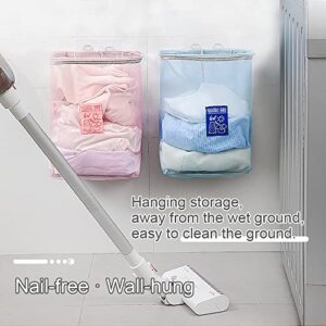 Laundry Basket Wall Hanging Mesh Laundry Hamper Door Laundry Hamper The Door Large Storage Bag with Big Metal Rim Opening For Bathroom Storage Space Saving College Closet Dirty Clothes (Gray)