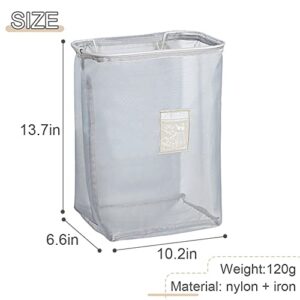 Laundry Basket Wall Hanging Mesh Laundry Hamper Door Laundry Hamper The Door Large Storage Bag with Big Metal Rim Opening For Bathroom Storage Space Saving College Closet Dirty Clothes (Gray)