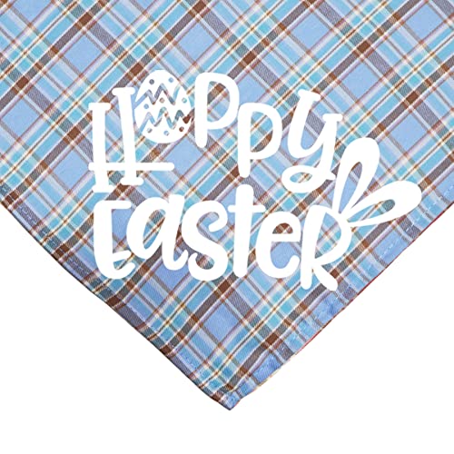 JOTFA Easter Dog Bandanas, Plaid Dog Puppy Easter Bandana Scarf for Small Medium Large Dogs Pets (Pink & Yellow & Light Blue)