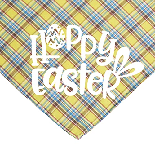 JOTFA Easter Dog Bandanas, Plaid Dog Puppy Easter Bandana Scarf for Small Medium Large Dogs Pets (Pink & Yellow & Light Blue)