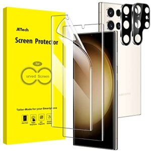 jetech screen protector for samsung galaxy s23 ultra 5g 6.8-inch with camera lens protector, flexible tpu film, fingerprint id compatible, easy installation, hd clear, 2-pack each