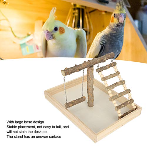 Bird Perch Stand, Parrot Play Stand Rack, Wooden Ecofriendly Biteresistant for Budgerigar Lovebird