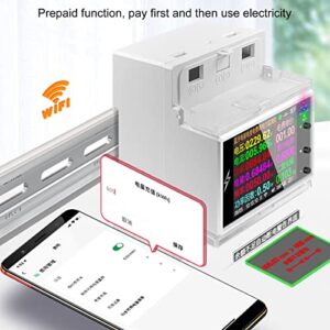 WiFi Electric Meter, Sharing Management AC85‑265V Double Alarms APP Control Smart Power Monitor with 2.4in TFT Display for Shopping Mall