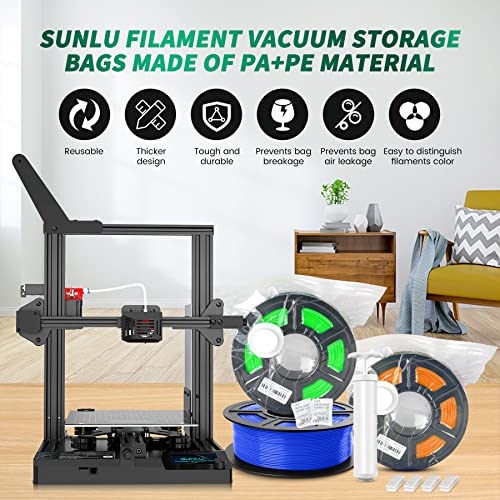 3D Printer Filament Vacuum Storage Kits, SUNLU 8 PCS Filament Storage Bags for 3D Printer Filament, Remove Moisture from Damp Filaments, Spool Storage Sealing Bags Kits, 32 * 34CM(12.59 * 13.38inch)