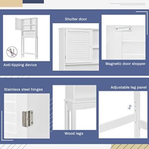 Polibi Over-The-Toilet Bathroom Storage Cabinet with Adjustable Shelf and Door, Space-Saving Storage Collect Cabinet, Easy to Assemble