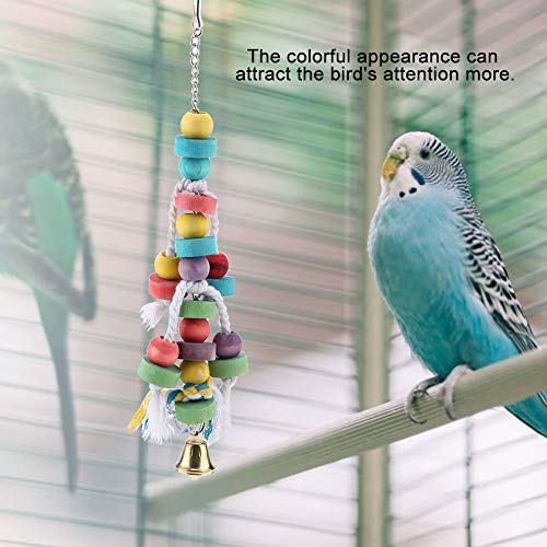 GFRGFH Colorful Parrot Toys Natural Wooden Birds Hanging Chew Toy with Bell Cage Play Toy Supplies Easy to Use