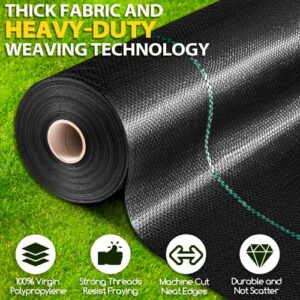 Winisok Weed Barrier Landscape Fabric Heavy Duty, 3FT x 100FT Thicken Garden Fabric Weed Mats, Durable Weeds Control Mulch Breathable Weed Cloth Weed Blocker Garden Bed Cover (3ft x 50ft x 2Packs)