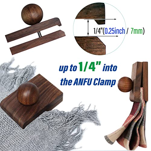 ANFU Wall Clip for Tapestry, Clips for Hanging Quilt, Wooden Clamp for Hanging and Display Tapestry Quilt Blanket Rug Fabric (2, Walnut)