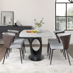 Modern Dining Table for 8, X Legs-Base Kitchen Table Without Chairs, Sintered Stone Tabletop Dining Room Table, 71"