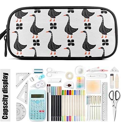 Fustylead Goose Nylon Pencil Bag Large Storage Pouch Pen Case Makeup Bag Simple Stationery Bag School College Office Organizer for Teens Boys Girls Student