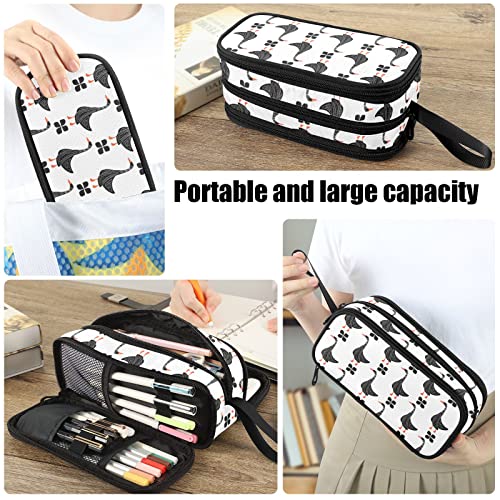 Fustylead Goose Nylon Pencil Bag Large Storage Pouch Pen Case Makeup Bag Simple Stationery Bag School College Office Organizer for Teens Boys Girls Student