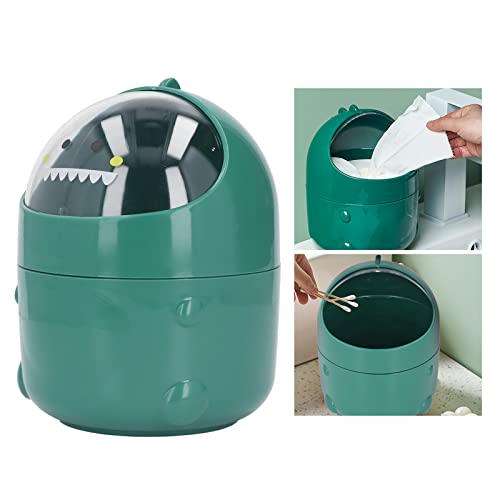 Oumefar Tabletop Trash Can, Large Opening Durable Plastic Baby Dinosaur Wide Application Desktop Trash Can Detachable Design for Home(Green Baby Dinosaur) Home