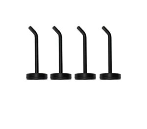 fuiejioei black stainless steel long nose single heavy duty long coat hook 4pcs (2"/50mm)