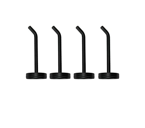 FUIEJIOEI Black Stainless Steel Long Nose Single Heavy Duty Long Coat Hook 4PCS (2"/50mm)