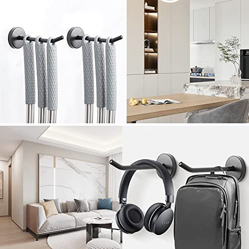 FUIEJIOEI Black Stainless Steel Long Nose Single Heavy Duty Long Coat Hook 4PCS (2"/50mm)