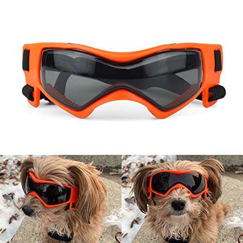 Dog Goggles Medium Breed, Dog Sunglasses Small Breed Dog Eye Sun Light Protection, UV Protection Goggles for Dog with Adjustable Straps, Medium Orange