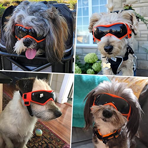 Dog Goggles Medium Breed, Dog Sunglasses Small Breed Dog Eye Sun Light Protection, UV Protection Goggles for Dog with Adjustable Straps, Medium Orange