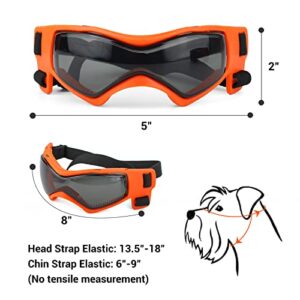 Dog Goggles Medium Breed, Dog Sunglasses Small Breed Dog Eye Sun Light Protection, UV Protection Goggles for Dog with Adjustable Straps, Medium Orange