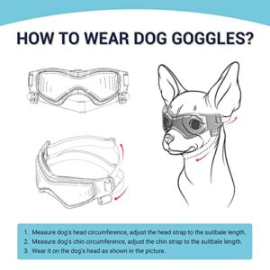 Dog Goggles Medium Breed, Dog Sunglasses Small Breed Dog Eye Sun Light Protection, UV Protection Goggles for Dog with Adjustable Straps, Medium Orange