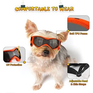 Dog Goggles Medium Breed, Dog Sunglasses Small Breed Dog Eye Sun Light Protection, UV Protection Goggles for Dog with Adjustable Straps, Medium Orange