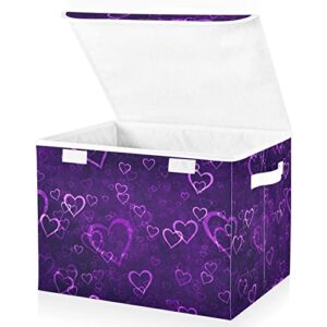 runningbear hearts purple large storage bins with lid collapsible storage bin cube storage bin fabric storage baskets for living room bedroom