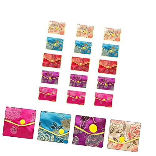 CUBTOL 15pcs New Cloth Brocade Cosmetic Storage Antique Earings Multiple Lipstick Pouches Colors Card Supplies Wedding Purses Jewellery Embroidery Organiser Purse Necklace Delicate