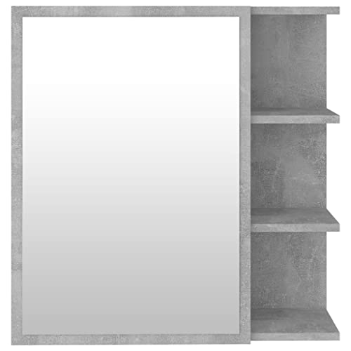 Eurobuy Bathroom Mirror Cabinet,Contemporary Wall Mounted Medicine Cabinet with 1 Door and 5 Compartments,Vanity Storage Cabinet for Bathroom Concrete Gray 24.6"x8.1"x25.2"