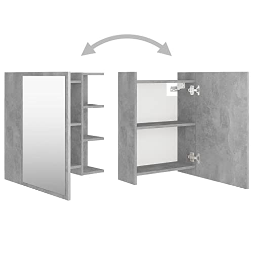 Eurobuy Bathroom Mirror Cabinet,Contemporary Wall Mounted Medicine Cabinet with 1 Door and 5 Compartments,Vanity Storage Cabinet for Bathroom Concrete Gray 24.6"x8.1"x25.2"