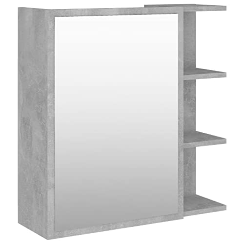 Eurobuy Bathroom Mirror Cabinet,Contemporary Wall Mounted Medicine Cabinet with 1 Door and 5 Compartments,Vanity Storage Cabinet for Bathroom Concrete Gray 24.6"x8.1"x25.2"