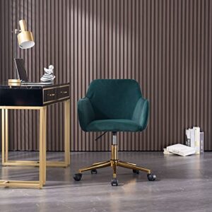 Modern Velvet Fabric Material Adjustable Height 360 revolving Home Office Chair with Gold Metal Legs and Universal Wheels for Home Office